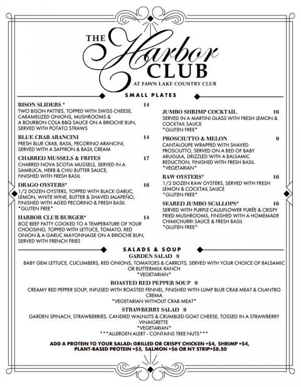 Menus - Fawn Lake Country Club