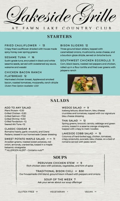 Menus - Fawn Lake Country Club