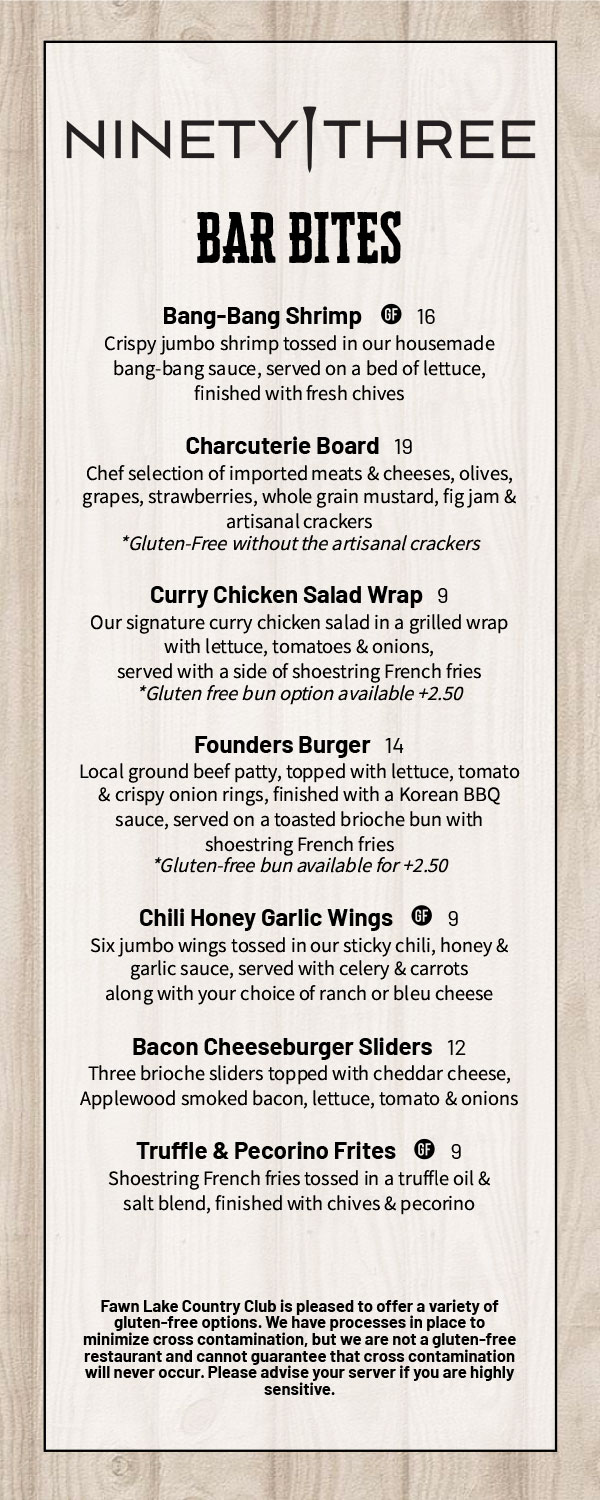 Menus - Fawn Lake Country Club