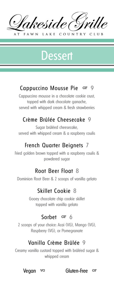 Menus - Fawn Lake Country Club