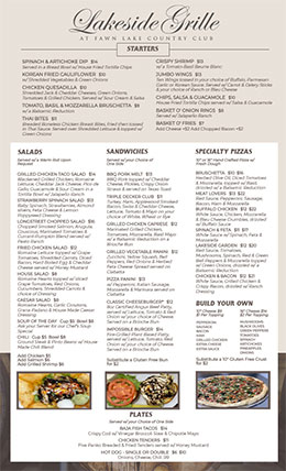 Dining Menus • Fawn Lake Country Club