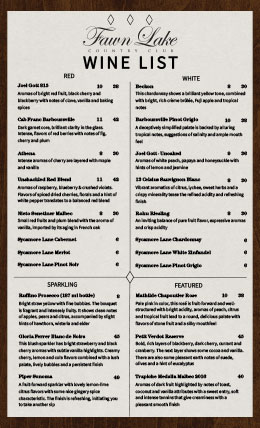 Dining Menus • Fawn Lake Country Club